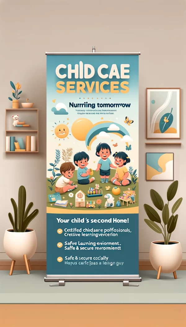 Child Care Services Retractable Banner Stand | InInOutSigns